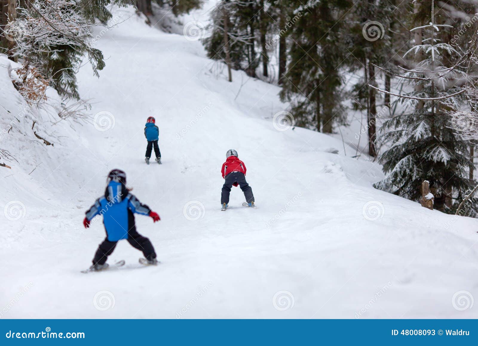 Little skiers stock image. Image of exercising, mountain - 48008093