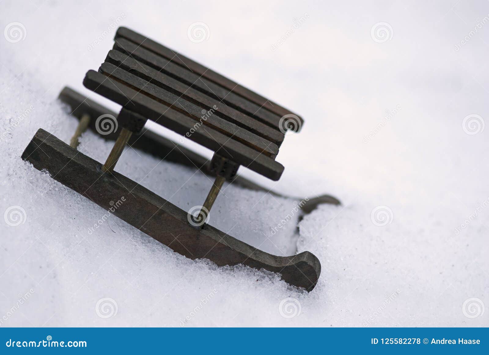 Slede in snow stock photo. Image of outdoor, season - 125582278