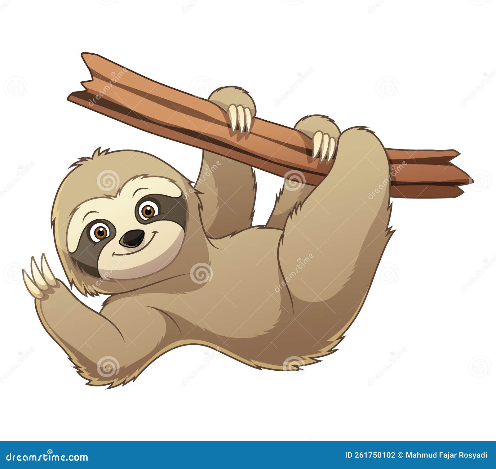 Sloth Cartoon Sleeping On The Tree, Sloth Mascot Cartoon Character ...
