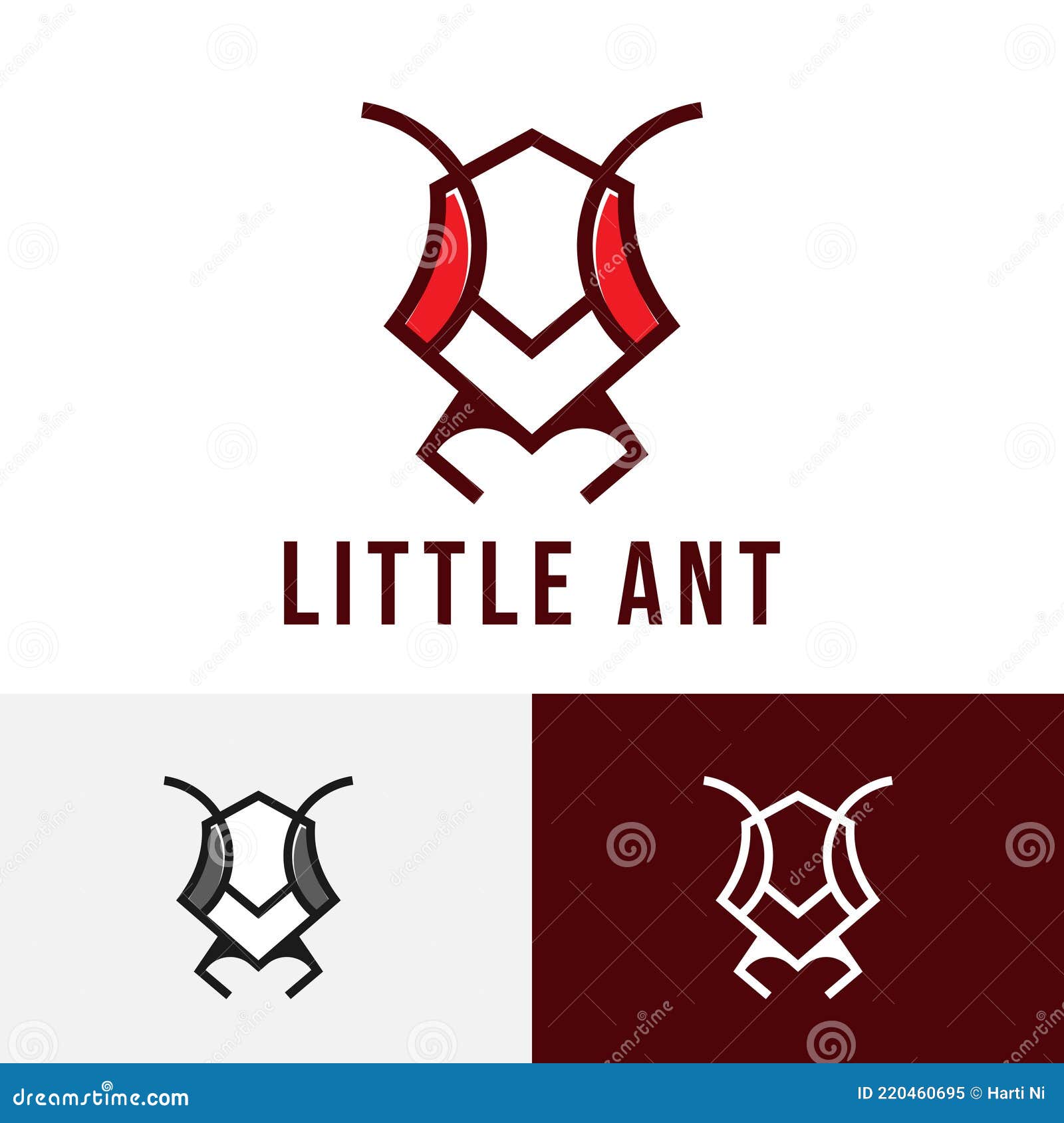 Little Small Tiny Ant Head Abstract Line Logo Stock Vector ...