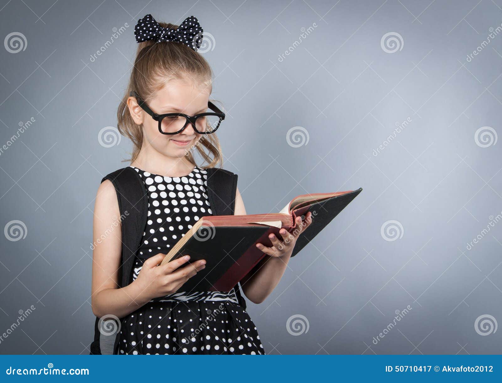Little Smart Girl Reading a Book Stock Image - Image of preparing ...