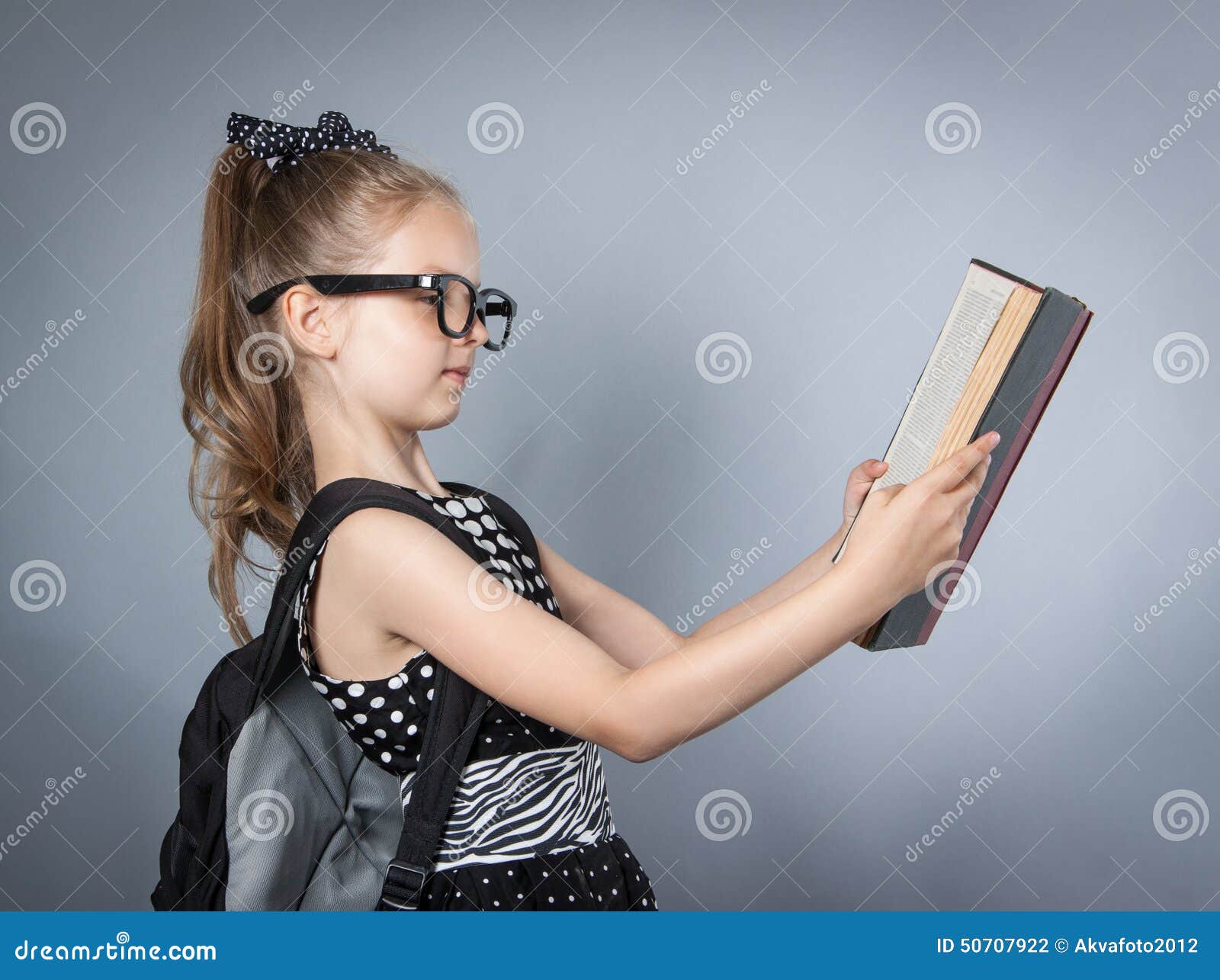 Little Smart Girl Reading a Book Stock Photo - Image of concept, cute ...