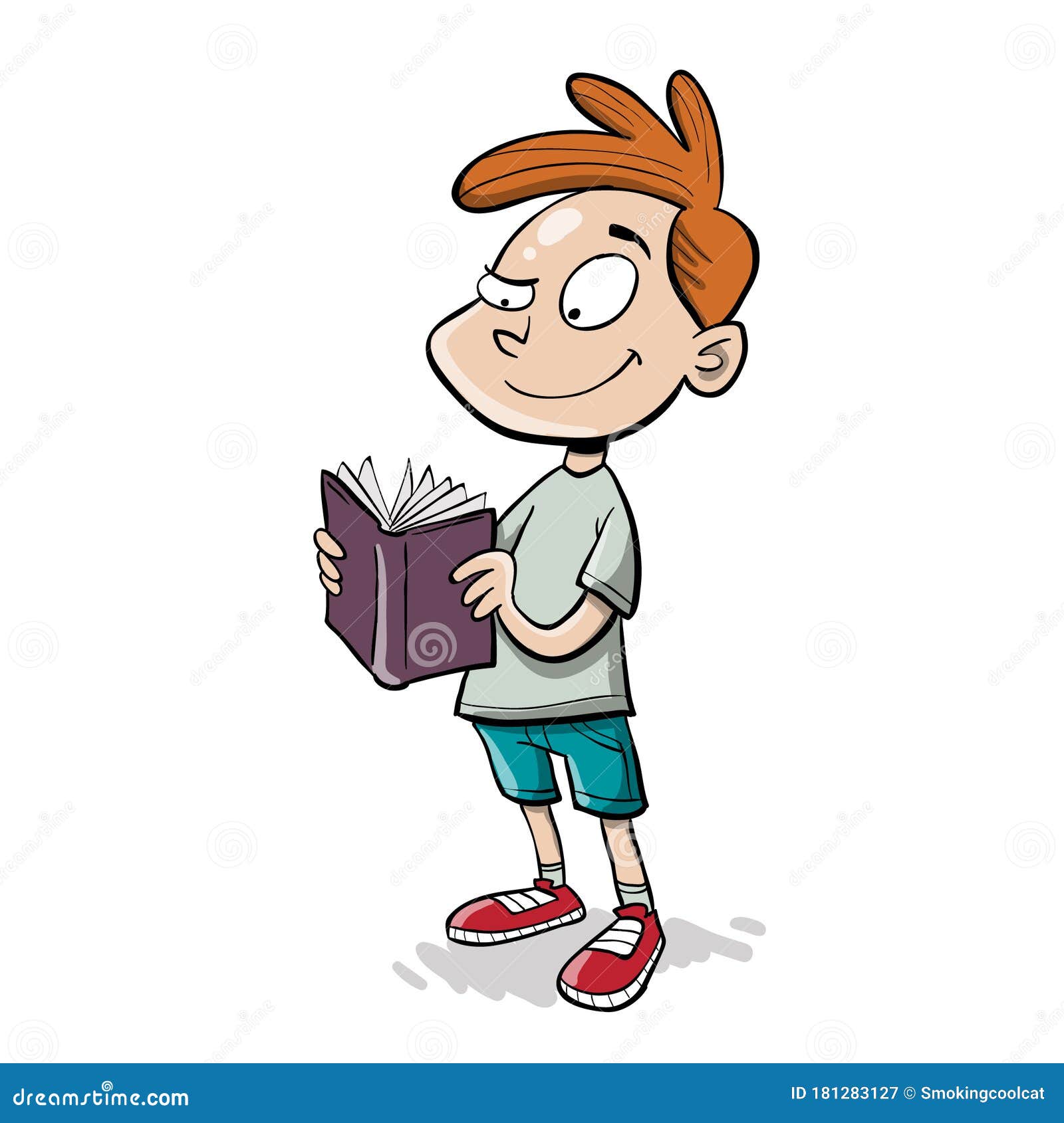 Little smart kid reading stock vector. Illustration of cartoon - 181283127