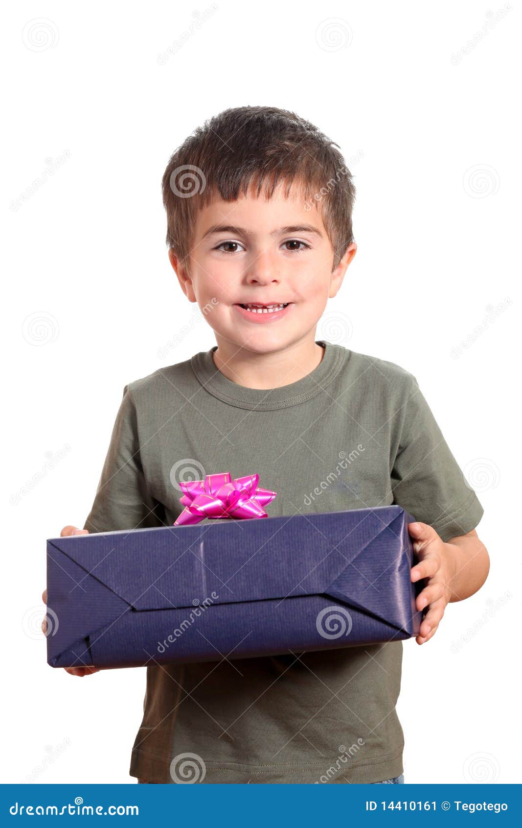 Little Smiling Boy Holding Present Box Stock Image - Image of caucasian ...