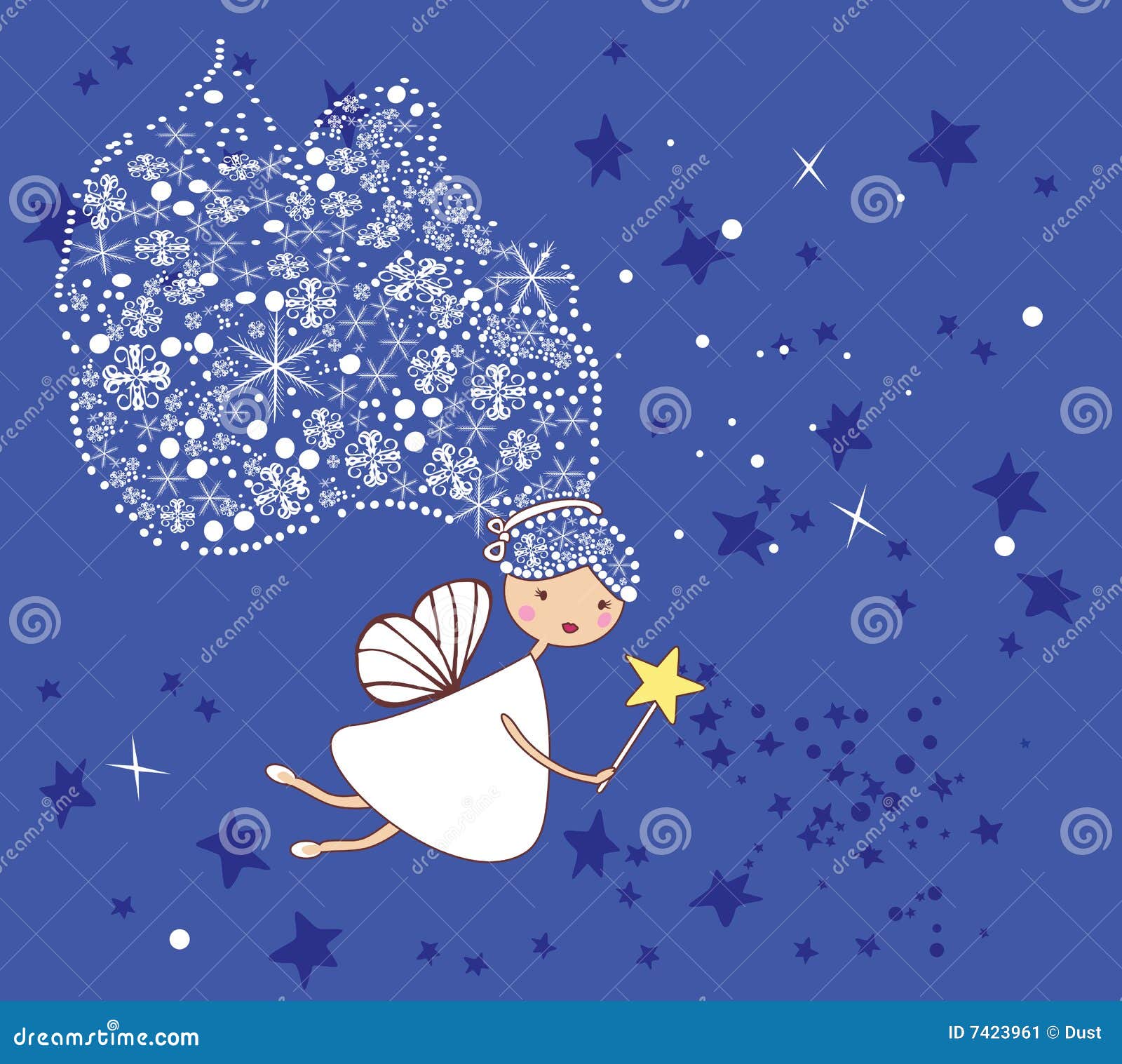 Snowflake Fairy Coloring Book Illustration Royalty-Free Cartoon ...