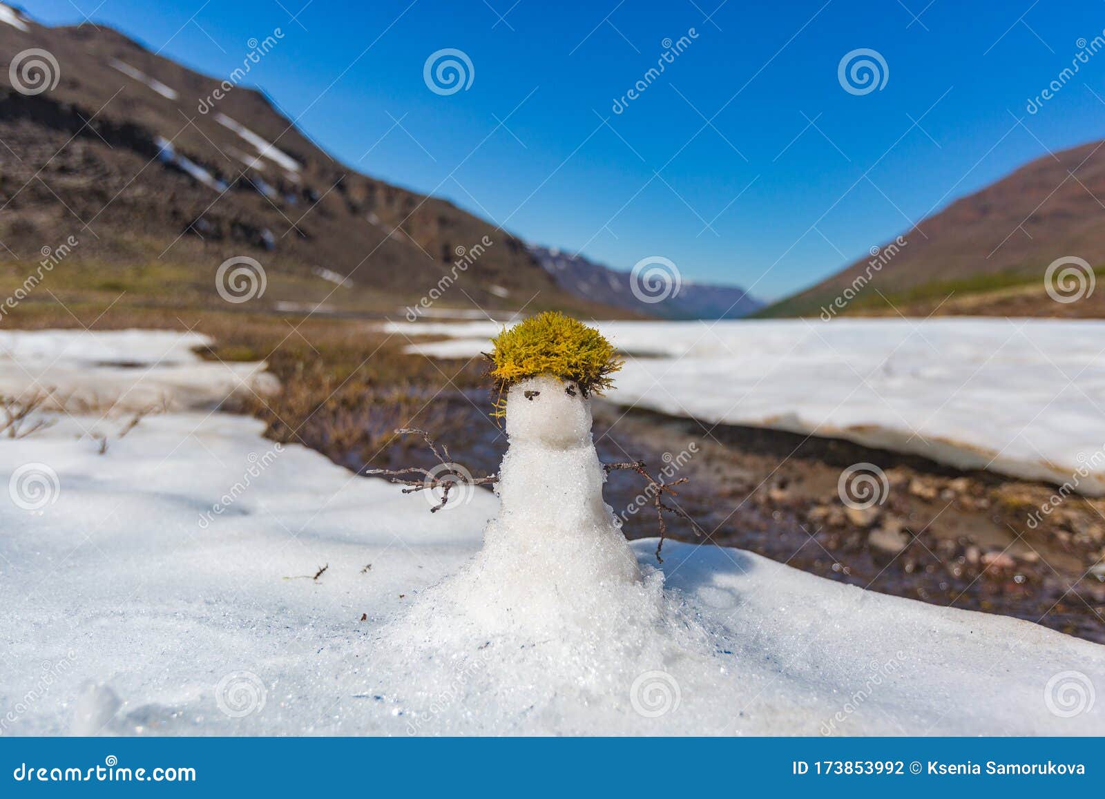 Little Snowman is Melting, Spring Stock Photo - Image of small, russia ...