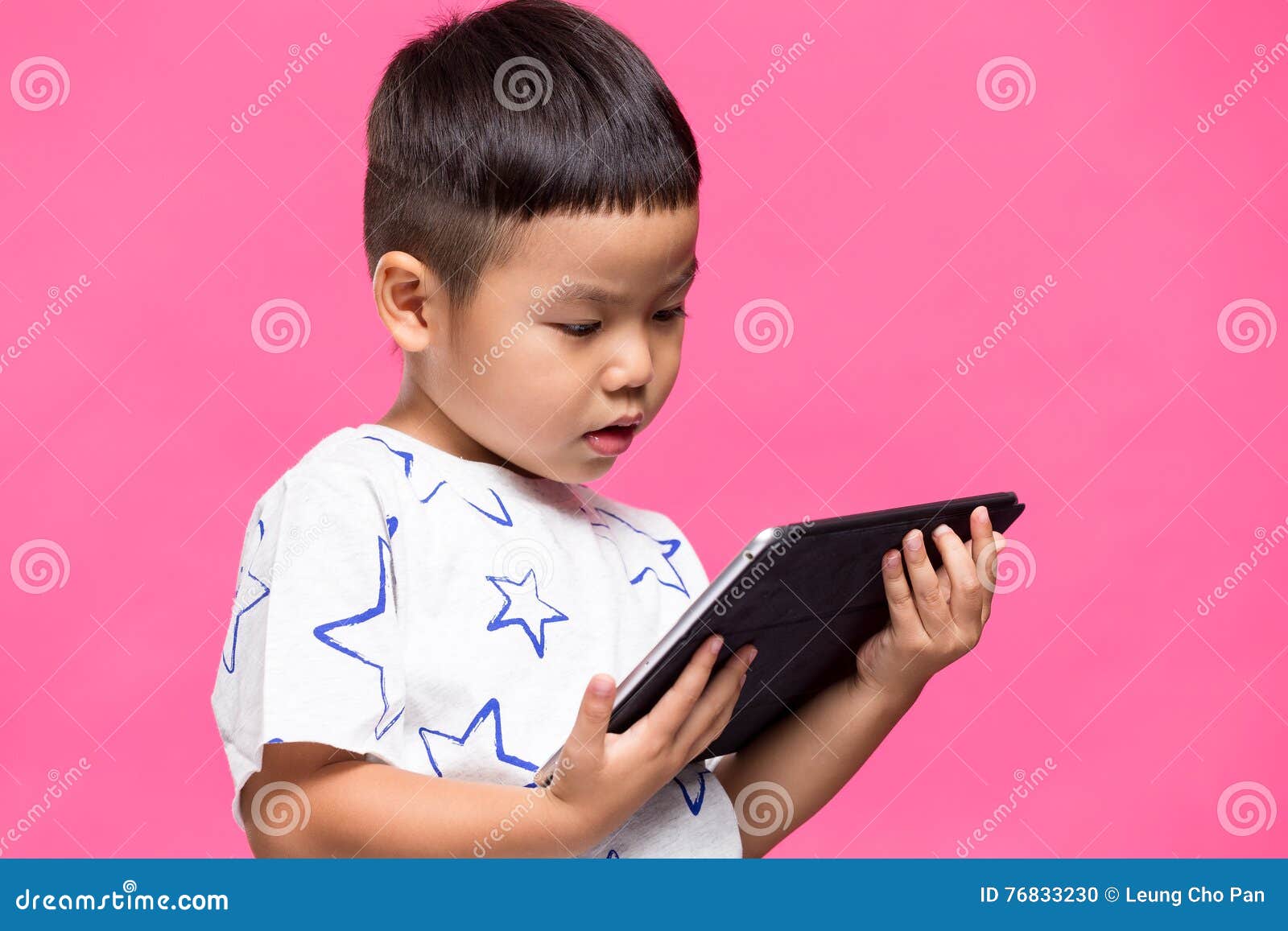 Little Son Watching on Digital Tablet Stock Photo - Image of people ...
