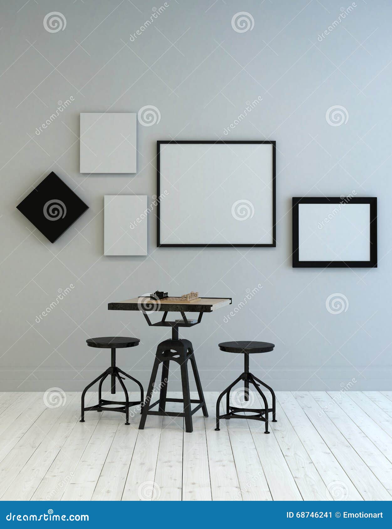 Little Square Table and Pair of Stools Stock Illustration ...