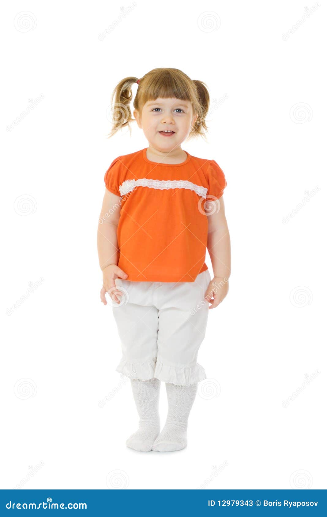Little Standing Smiling Girl Stock Image - Image of little, childhood ...