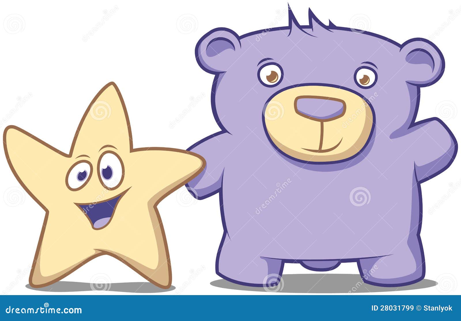 Little Star and His Friend Bear Stock Illustration - Illustration of ...