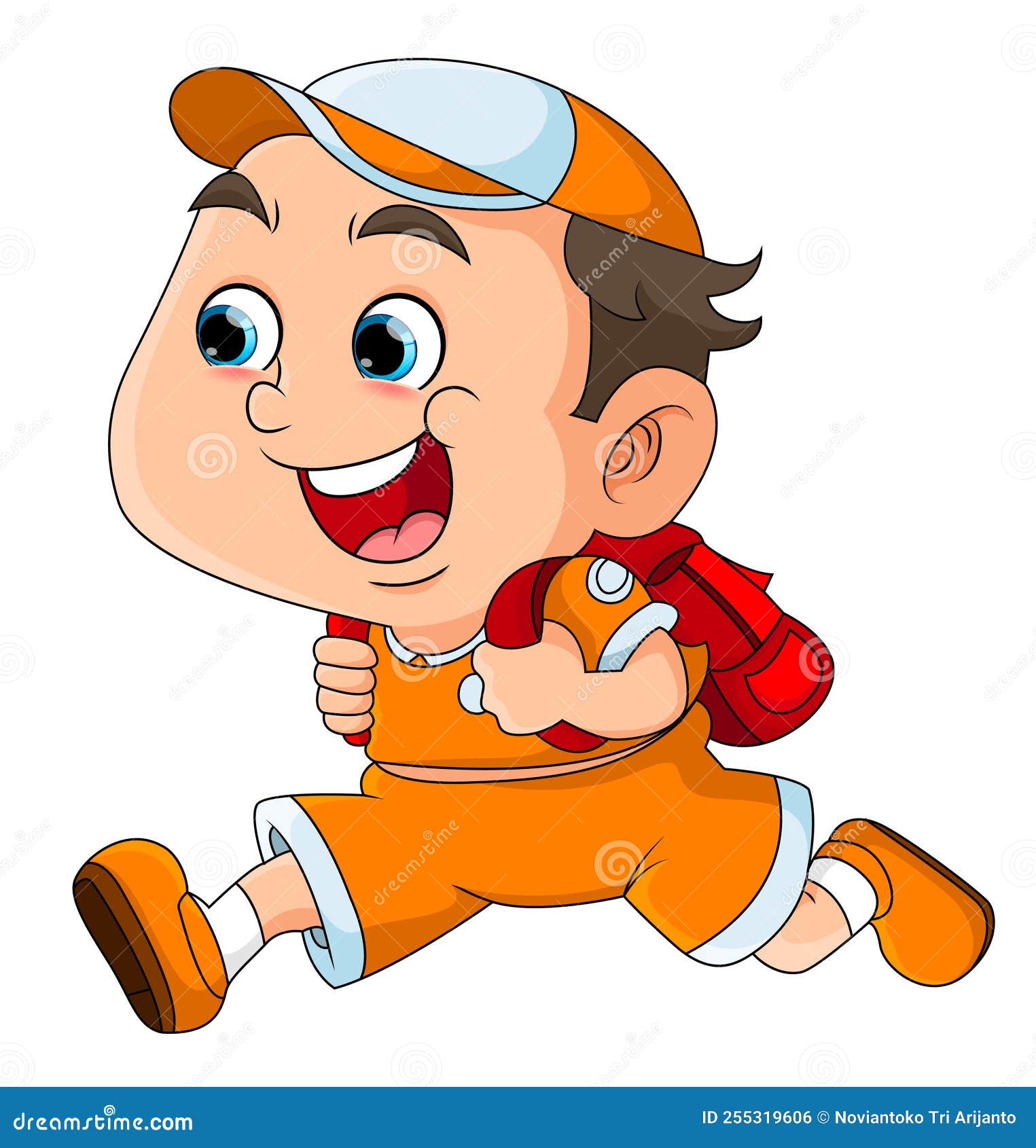 The Little Student Boy is Running so Fast To the School Stock Vector ...