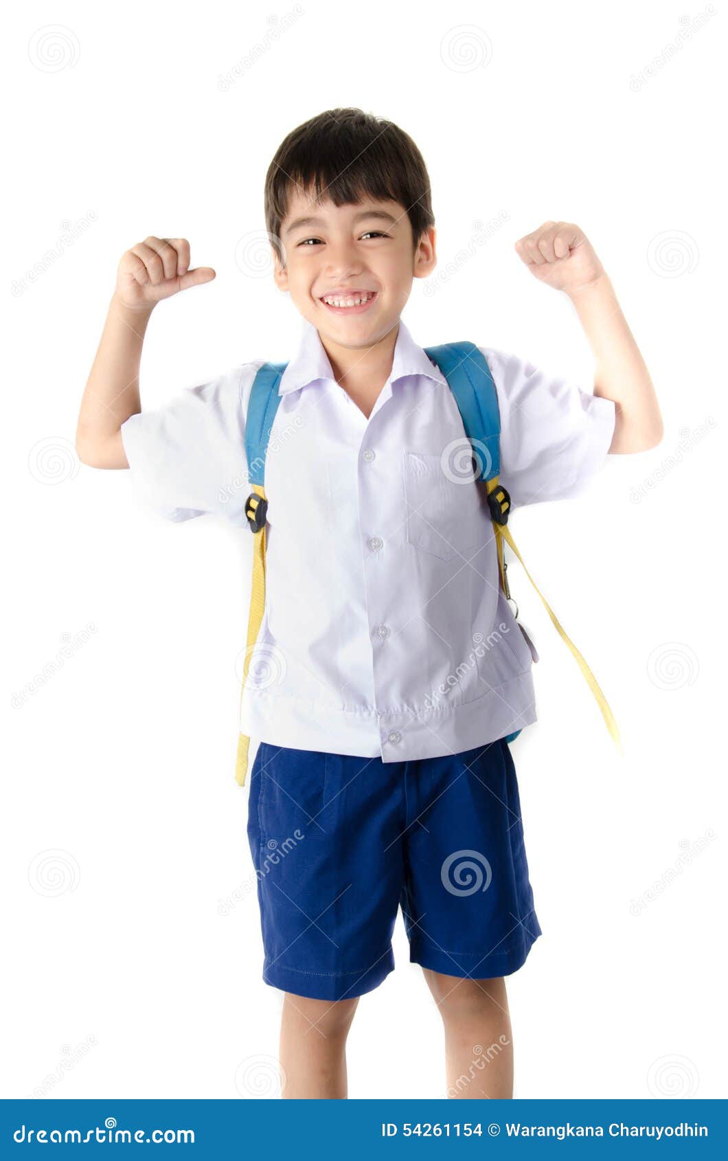 Little Student Boy in Uniform on White Background Stock Photo - Image ...