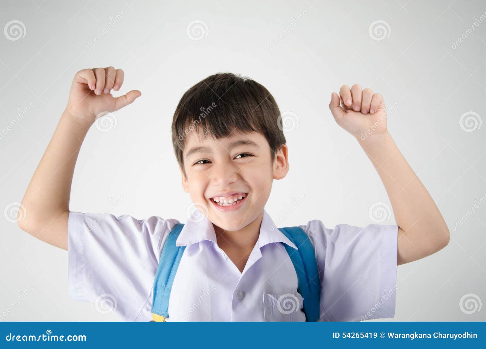 Little Student Boy in Uniform on White Background Stock Image - Image ...