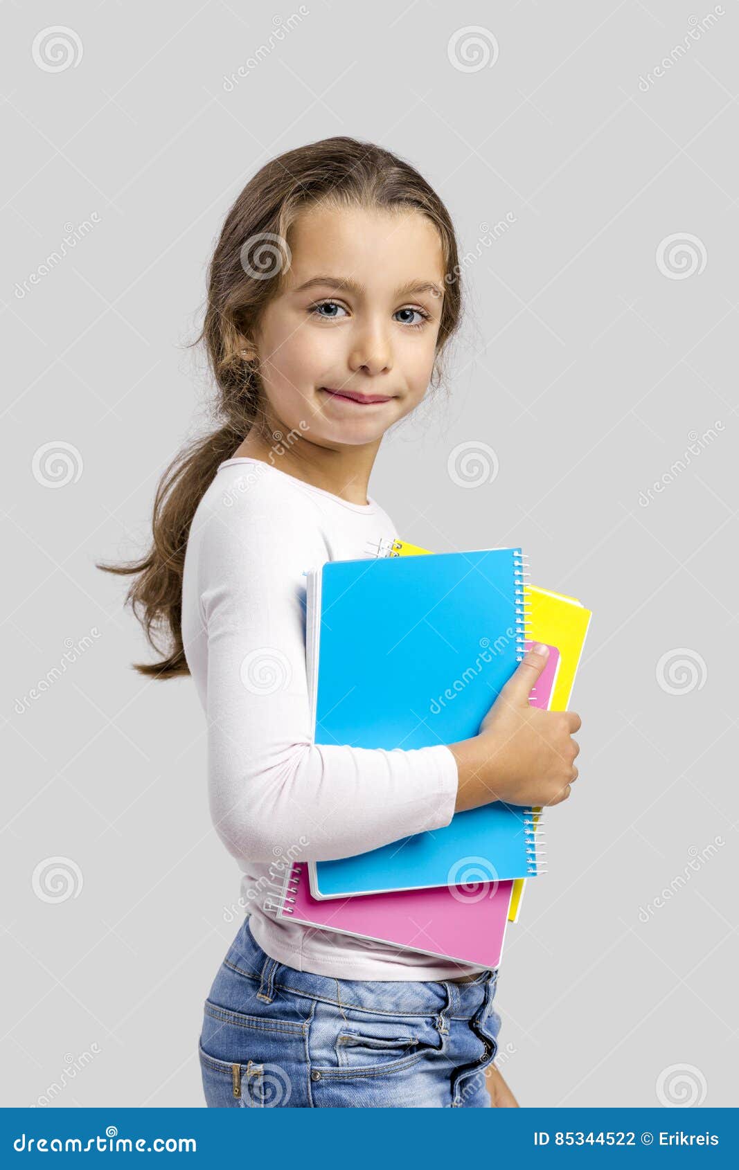 Little student girl stock photo. Image of notebook, young - 85344522