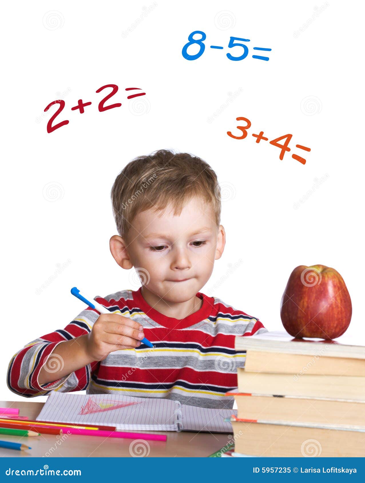 Little Student Learning Math Stock Image - Image of table, isolated ...