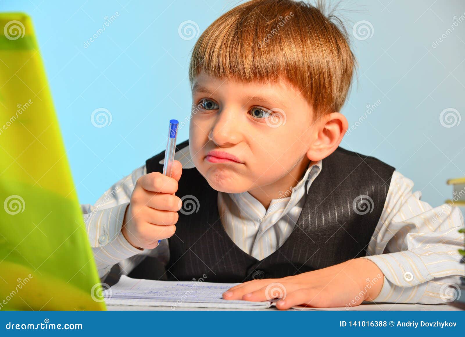 The Little Student is Tired of the Lessons and Wants To Rest Stock ...