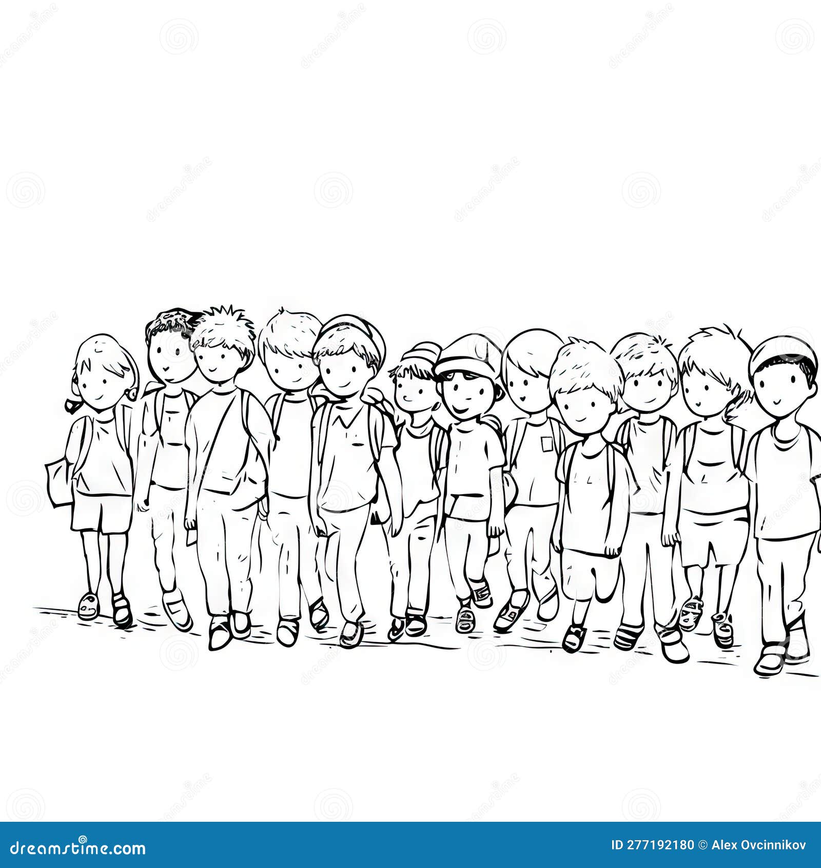 Little Students Celebrating School Finish Line in Continuous Line ...