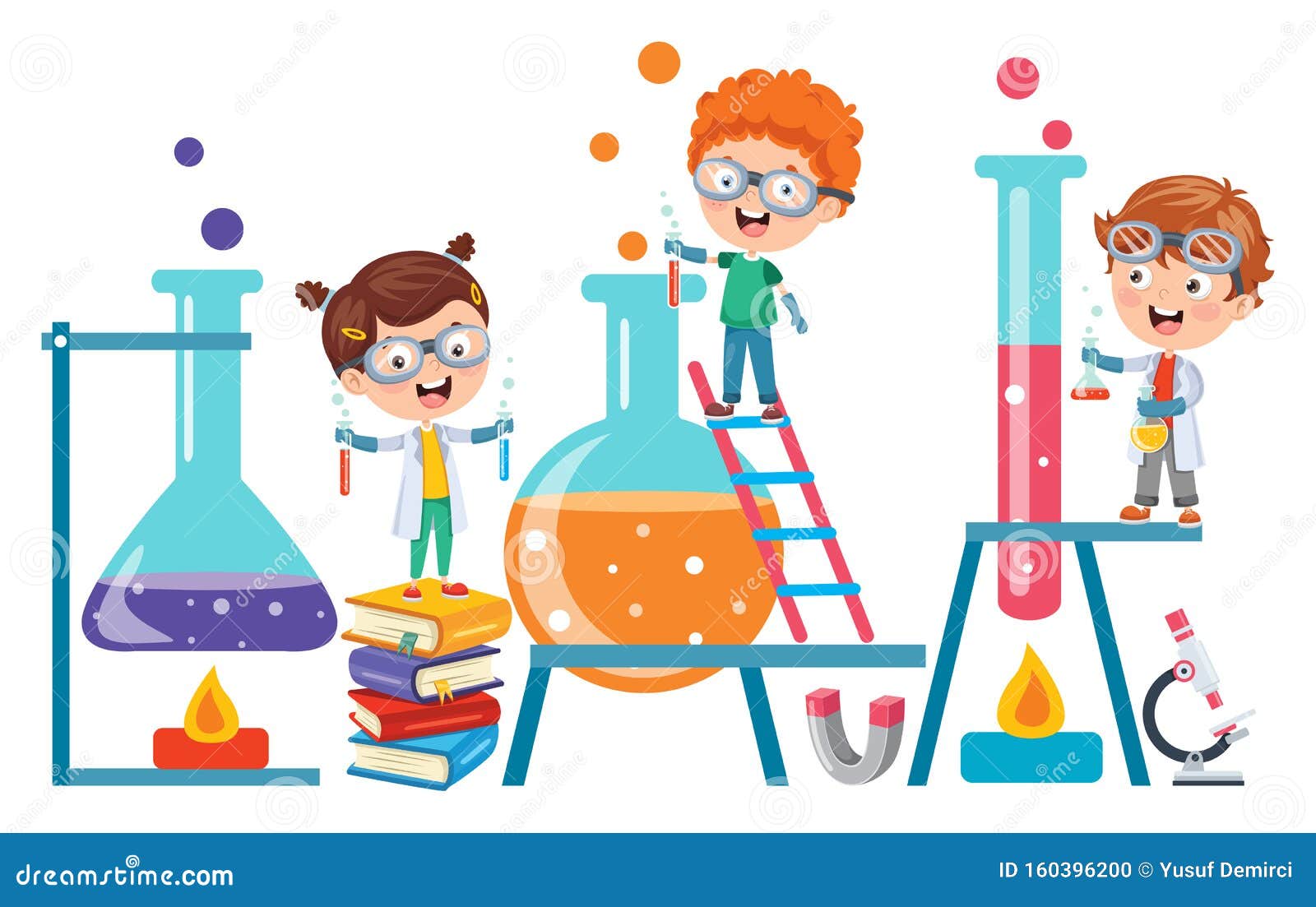 Little Students Doing Chemical Experiment Stock Vector - Illustration ...