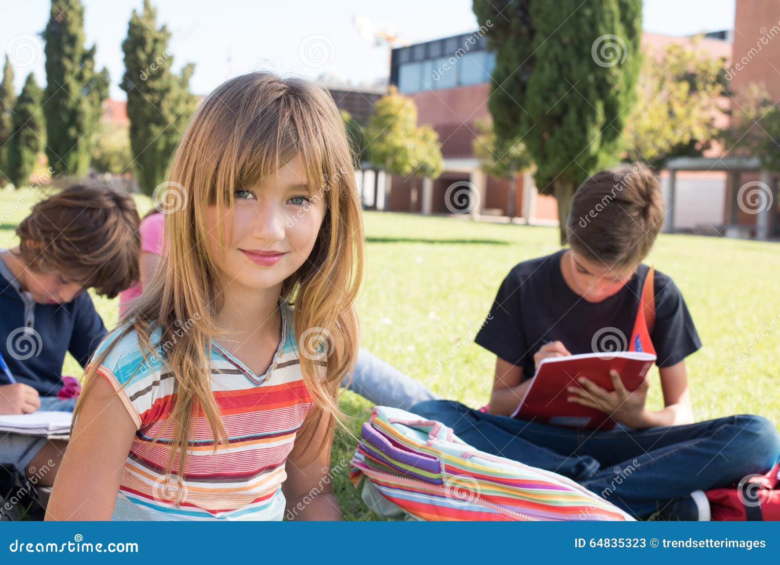 Little Students at School Campus Stock Image - Image of eyes, colorful ...