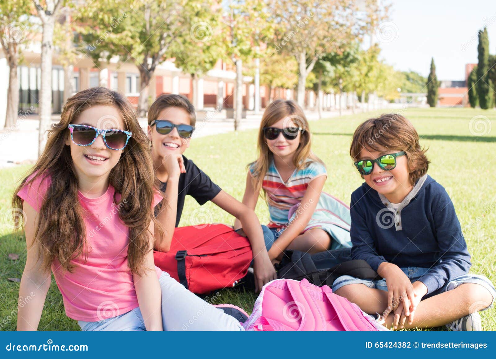 Little Students at School Campus Stock Photo - Image of children ...