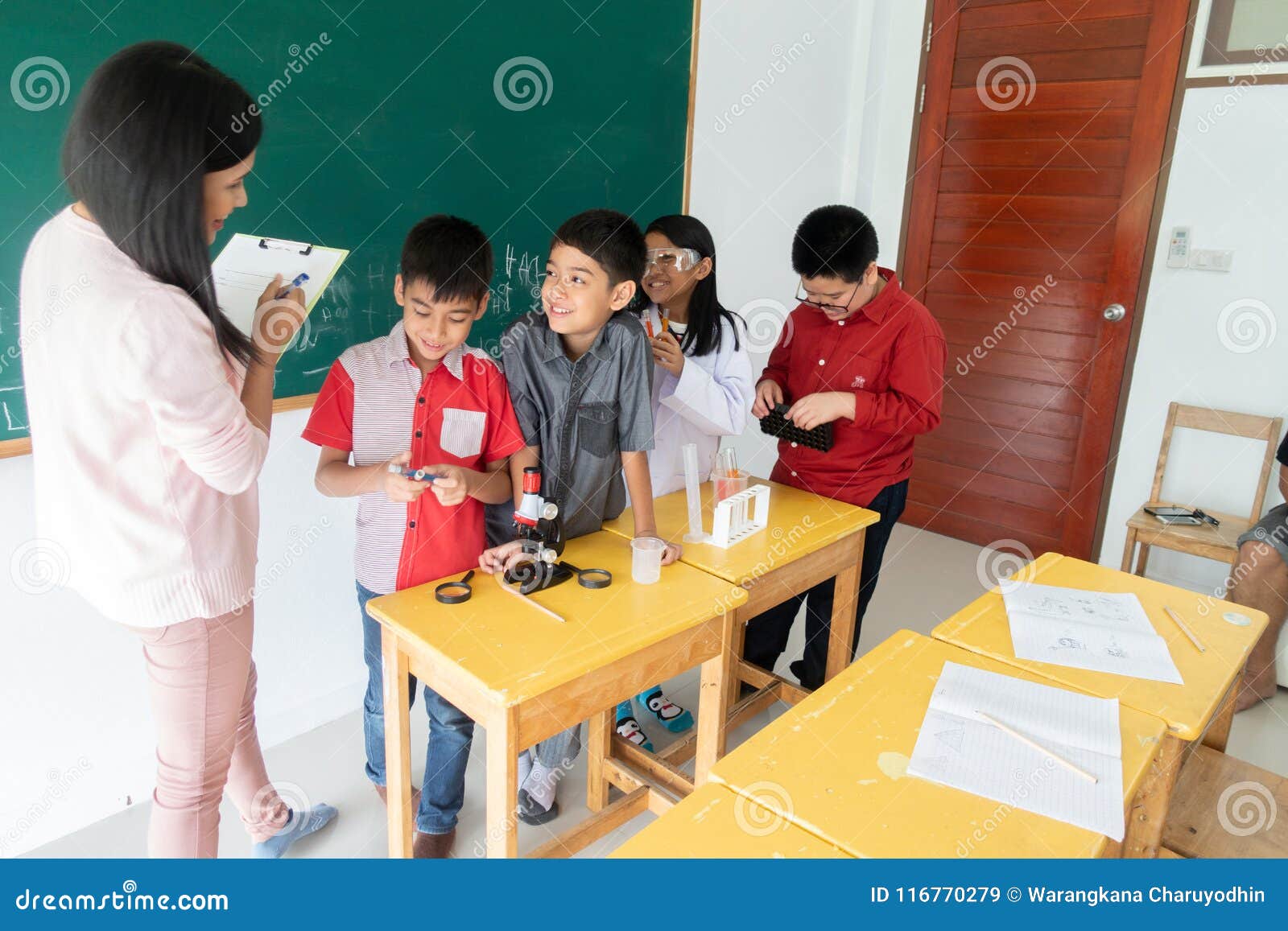 Little Students Study Science in Classroom Stock Image - Image of ...
