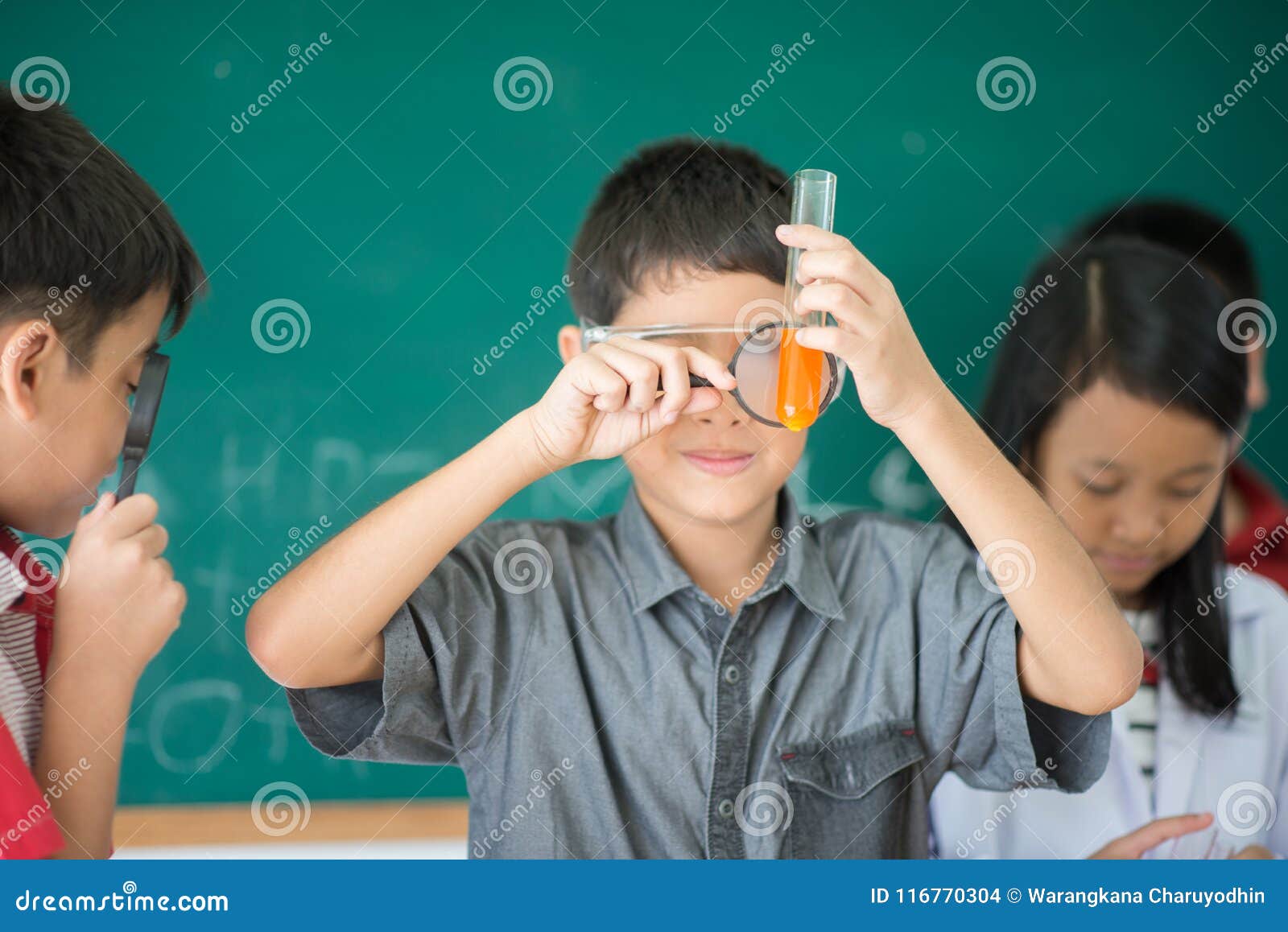 Little Students Study Science in Classroom Stock Photo - Image of cute ...