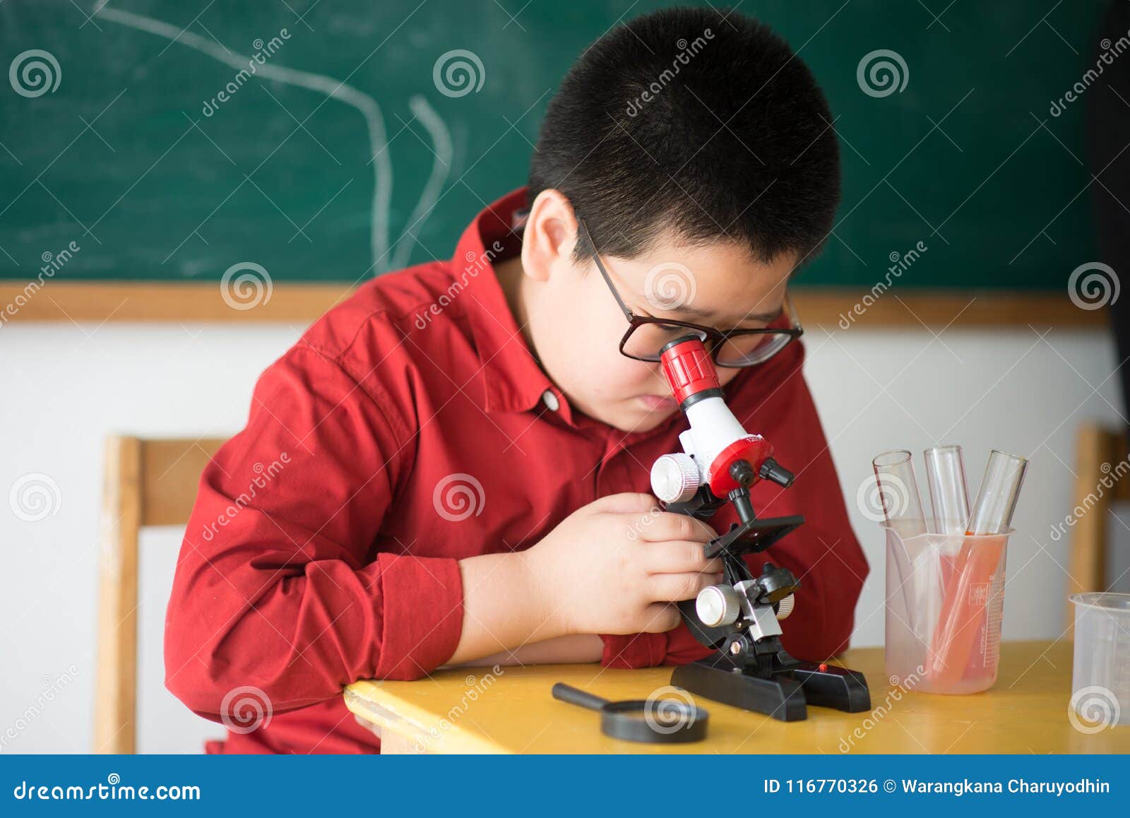 Little Students Study Science in Classroom Stock Photo - Image of ...