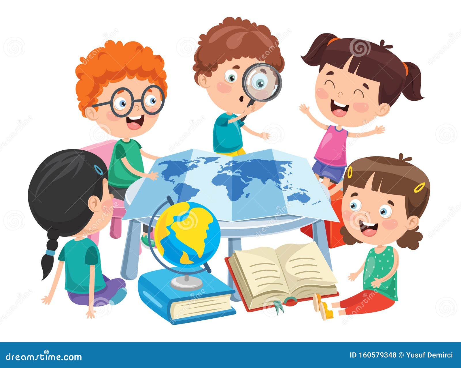 Little Students Studying Geography Stock Vector - Illustration of girl ...