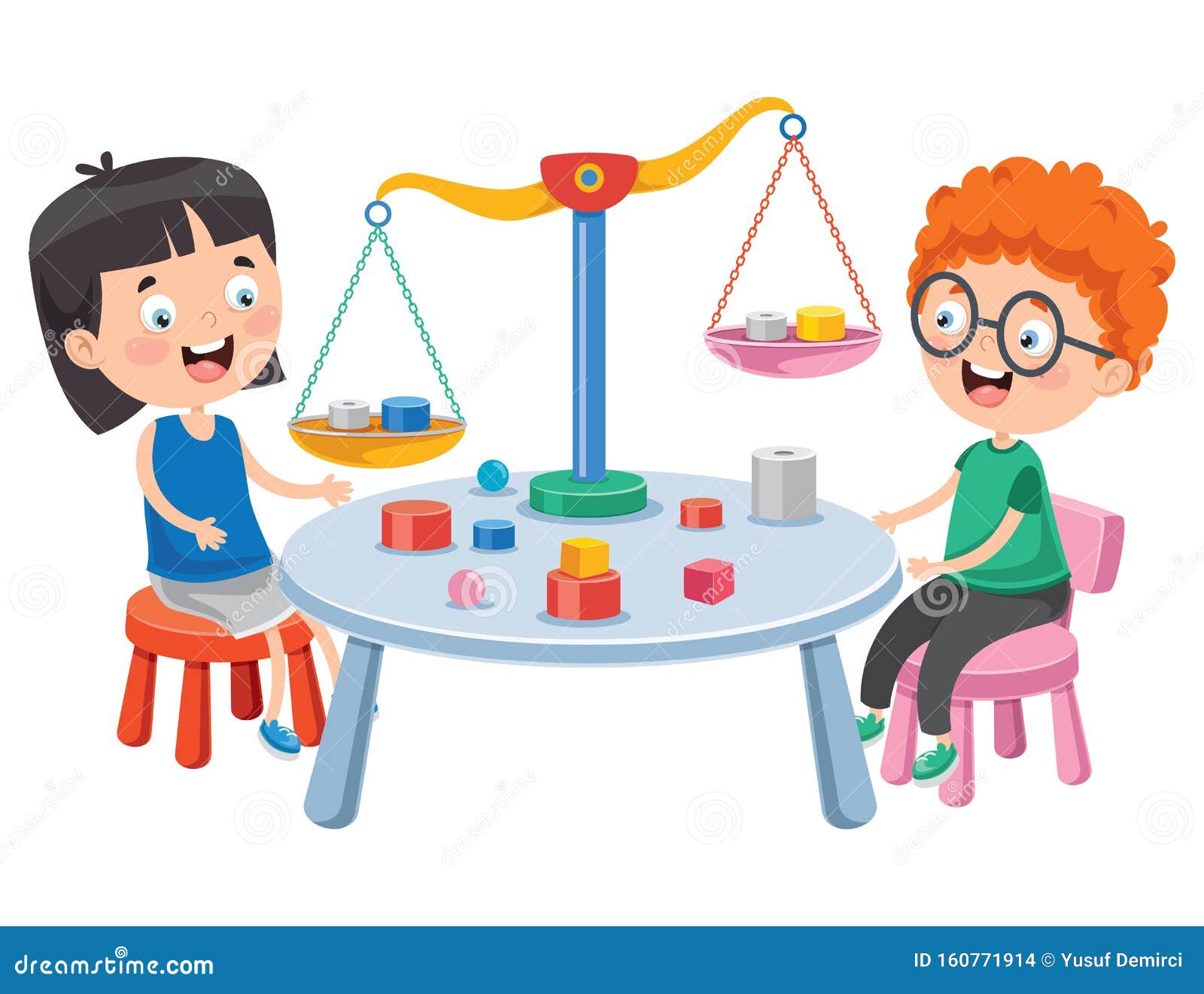 Little Students Using Scales Of Justice Vector Illustration ...