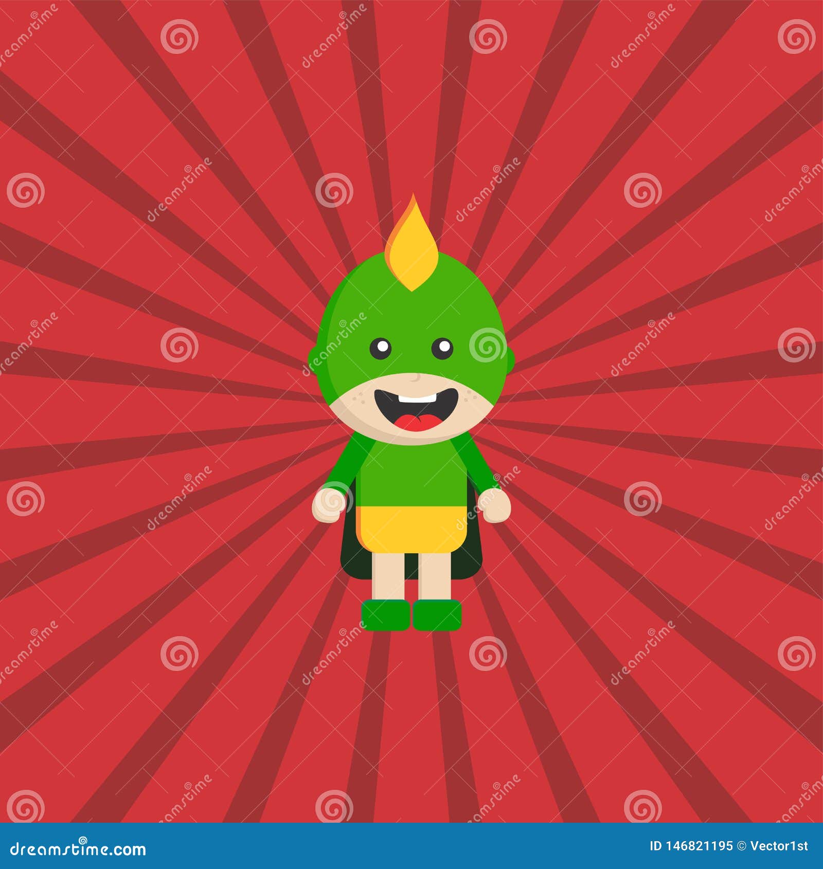 Little Superhero Flat Cartoon Stock Vector - Illustration of cartoon ...
