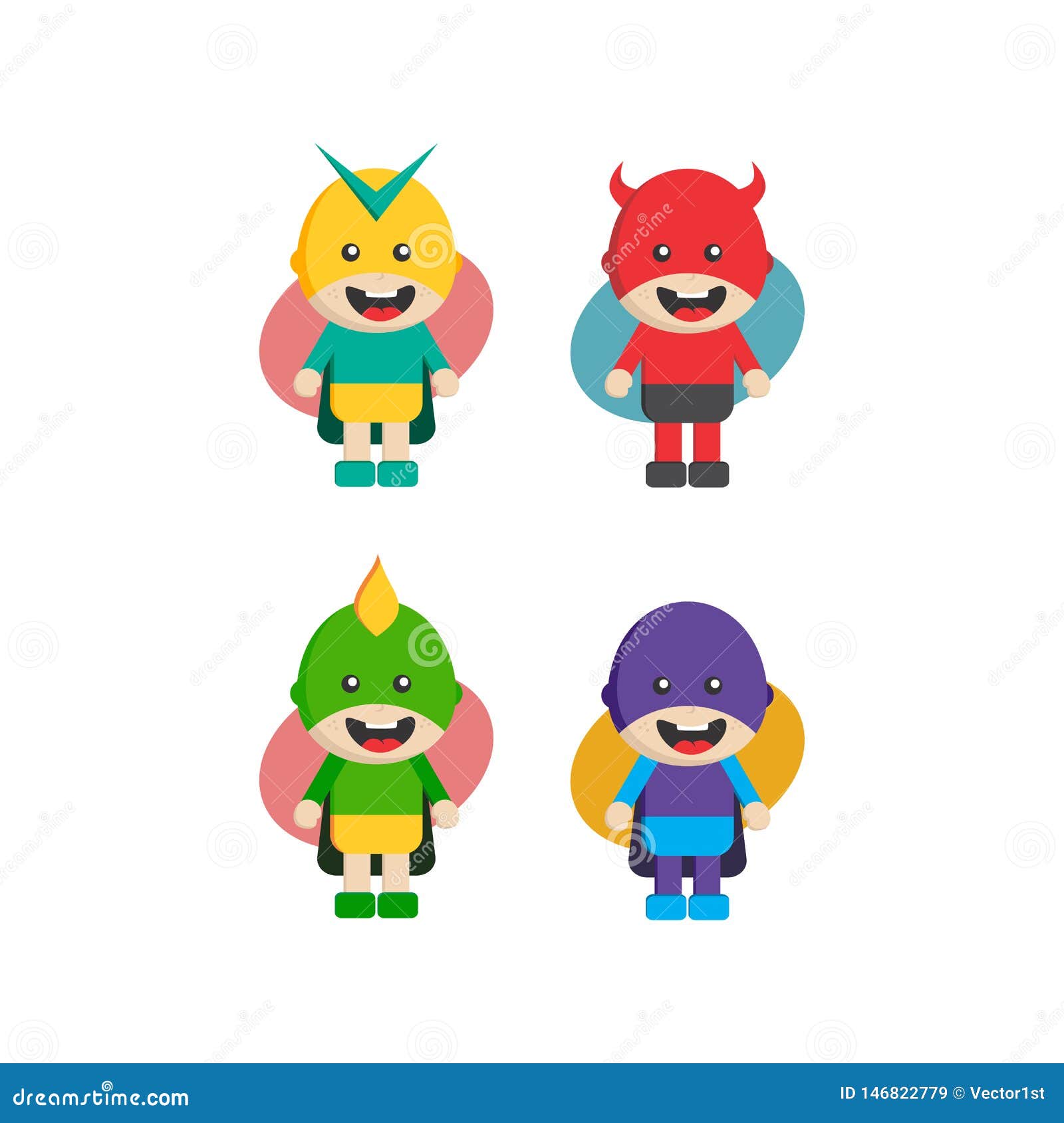 Little Superhero Flat Cartoon Stock Vector - Illustration of cartoon ...