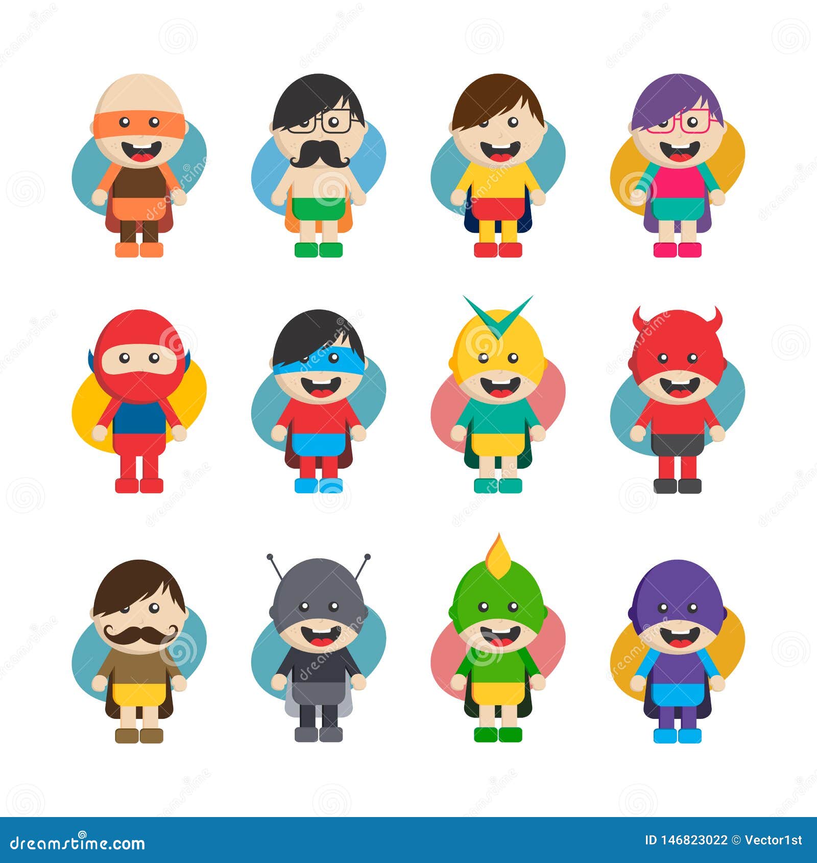 Little Superhero Flat Cartoon Stock Vector - Illustration of comic ...