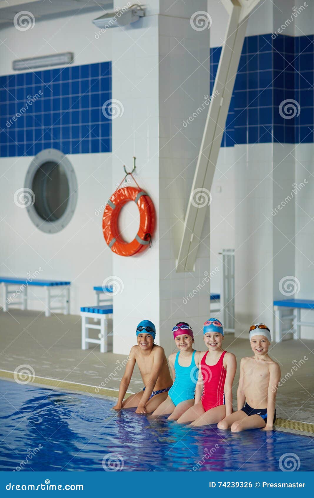 Little swimmers stock photo. Image of smiling, swimmer - 74239326