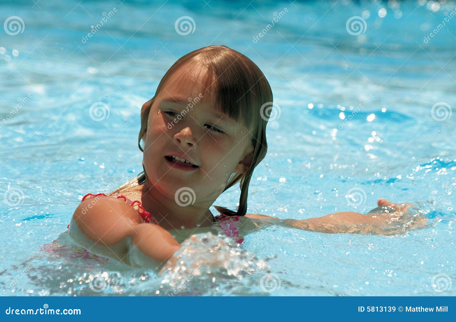 Little Swimming Girl stock image. Image of adorable, child - 5813139