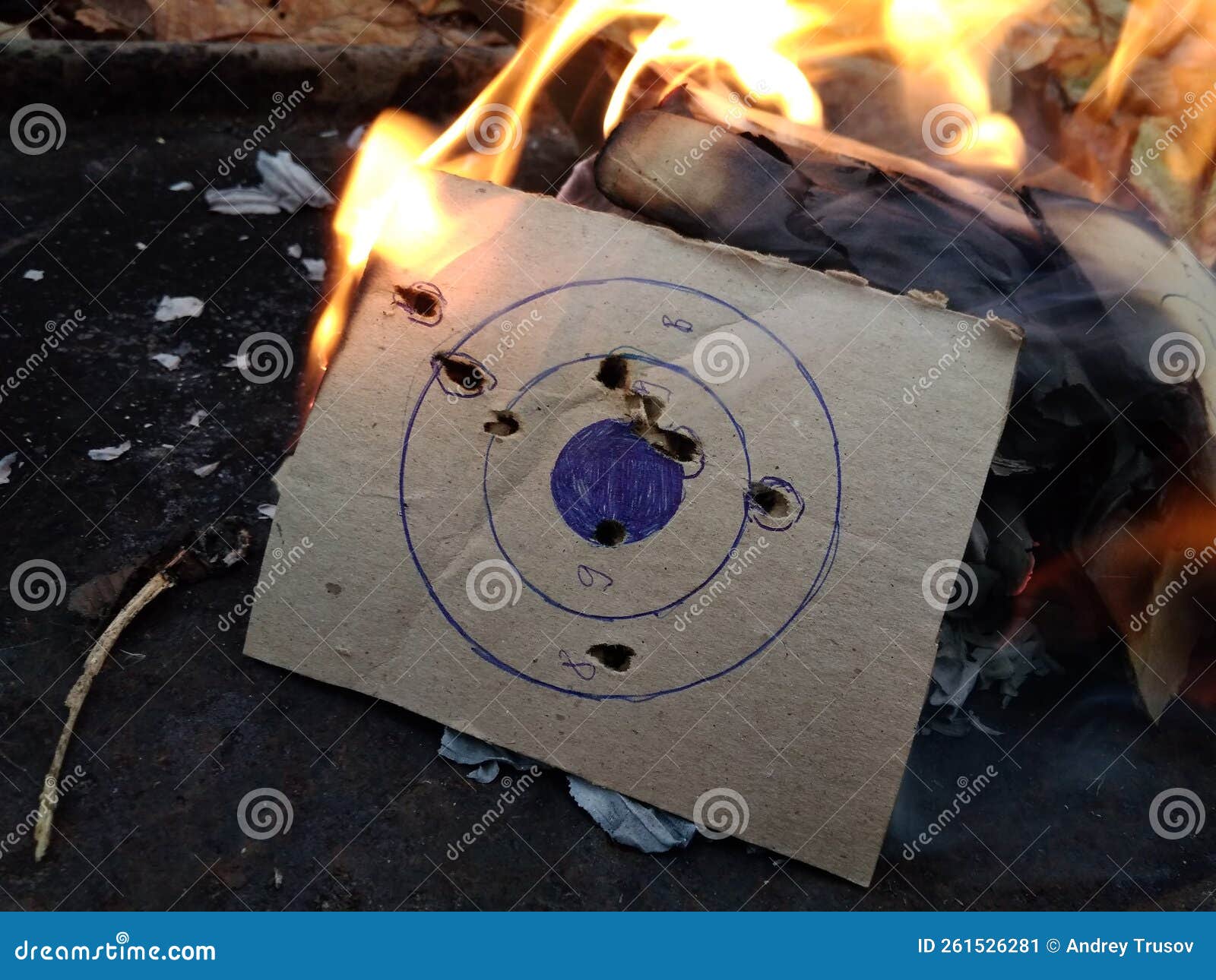 A little target on fire stock image. Image of tire, black - 261526281