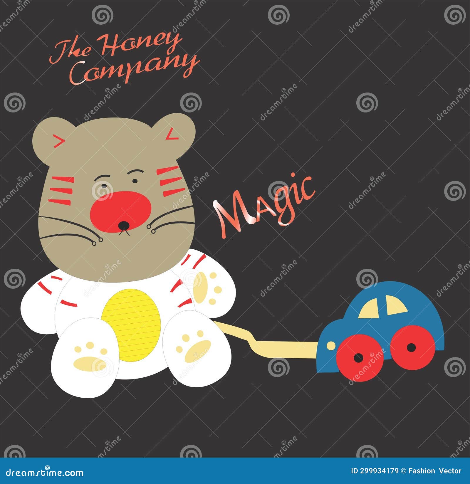 Little Teddy Toy Car Print Vector Stock Illustration - Illustration of ...