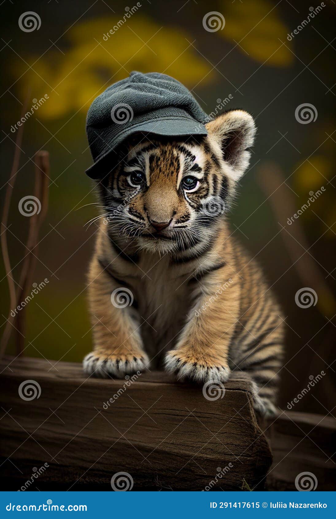 A Tiger Cub in the Fall Forest. AI Generated Stock Image - Image of ...