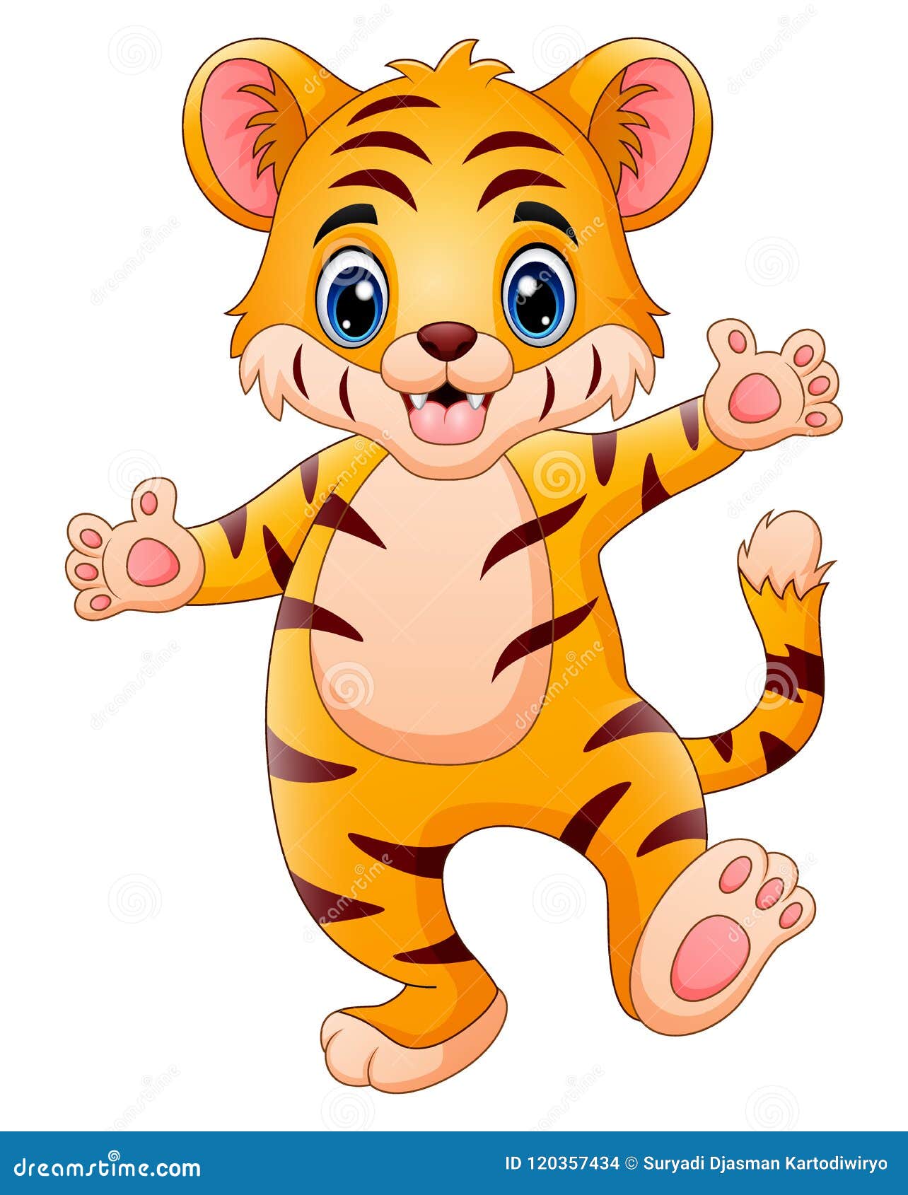 Little tiger make a happy stock vector. Illustration of animal - 120357434