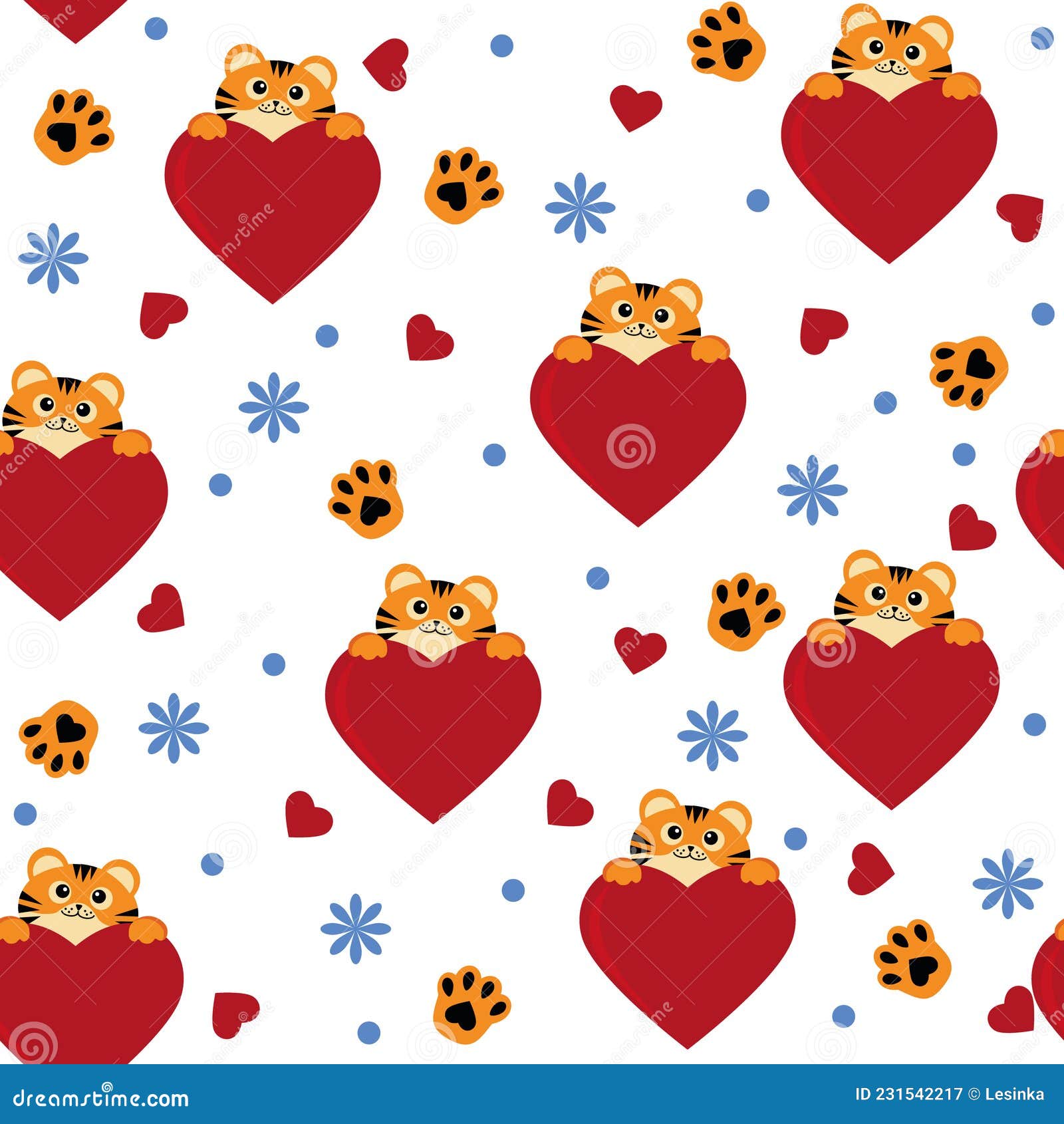 Little Tigers Pattern, Color Vector Isolated Cartoon-style Illustration ...