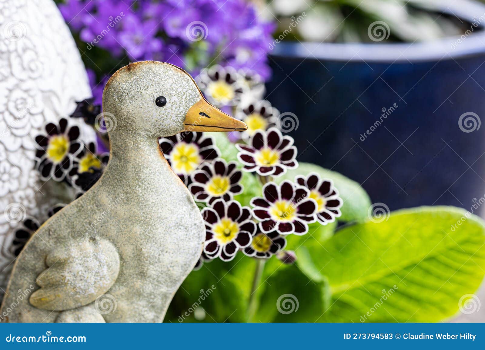 Tin Goose Standing between Spring Flowers Stock Image - Image of ...