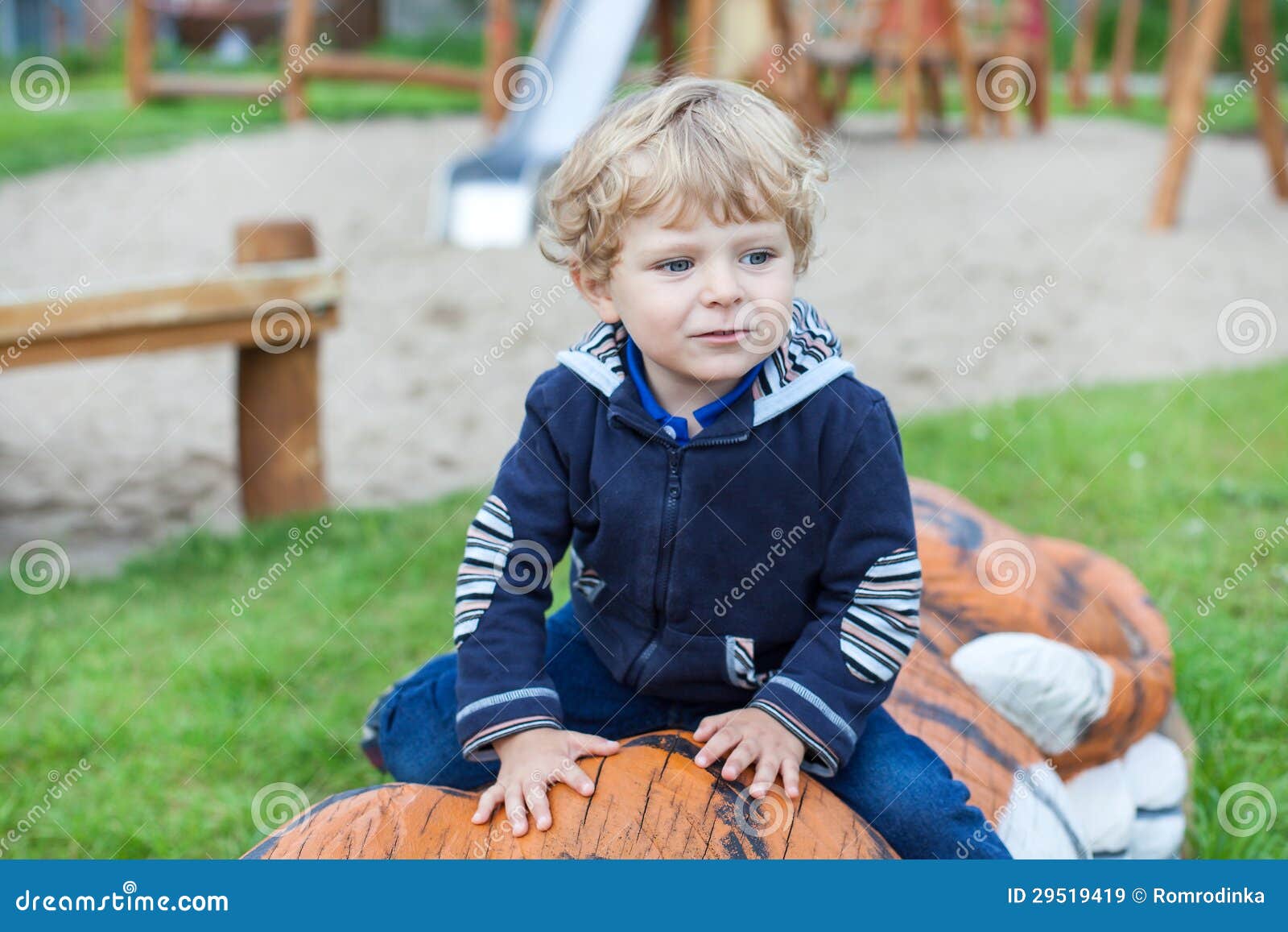 Little Toddler Boy Sitting on Playground Stock Image - Image of child ...