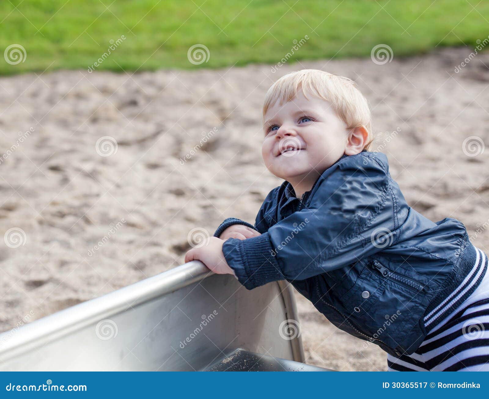 Little Toddler Boy Sitting on Playground Stock Image - Image of cute ...