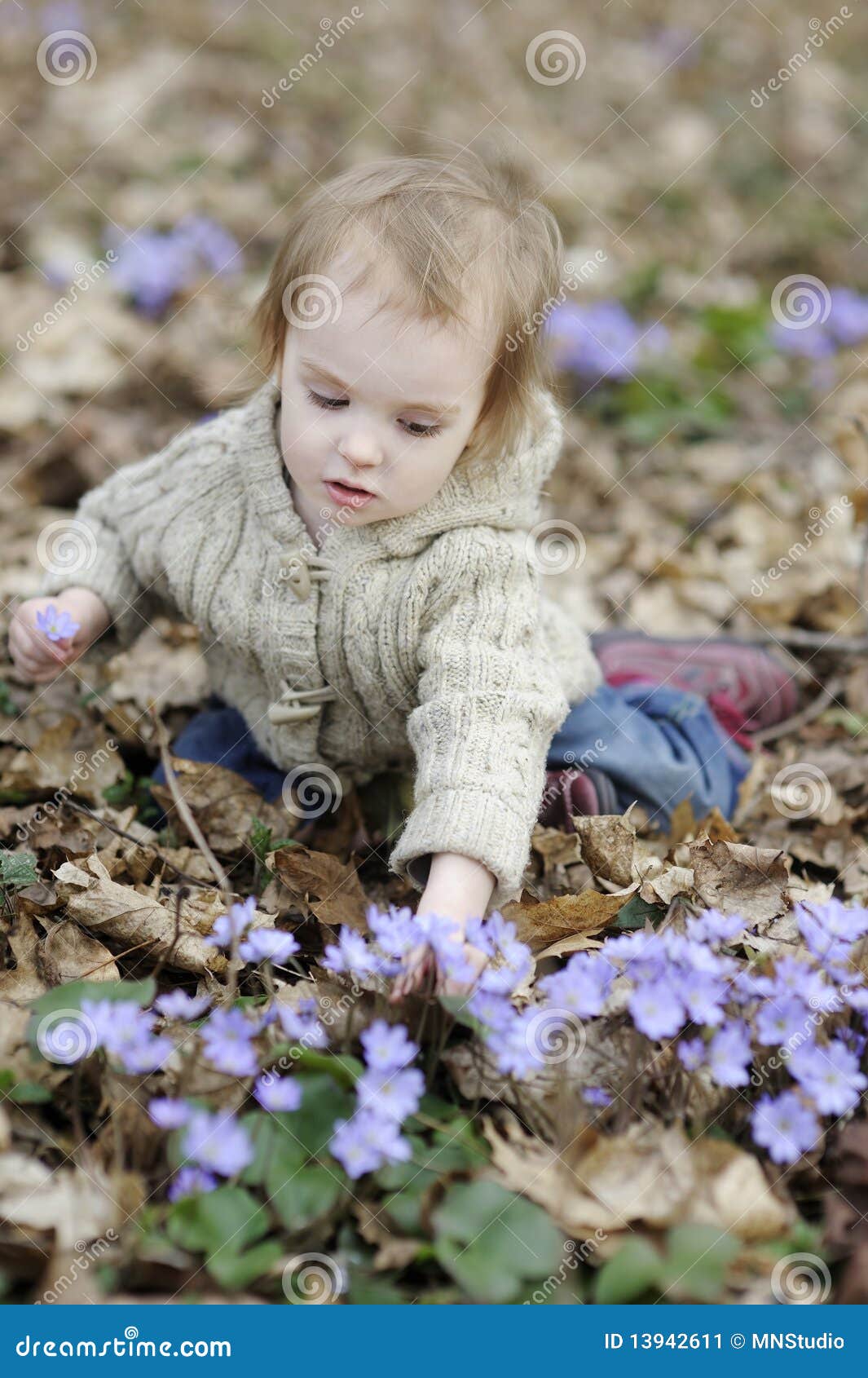 Little Toddler Girl at Spring Stock Image - Image of beautiful ...