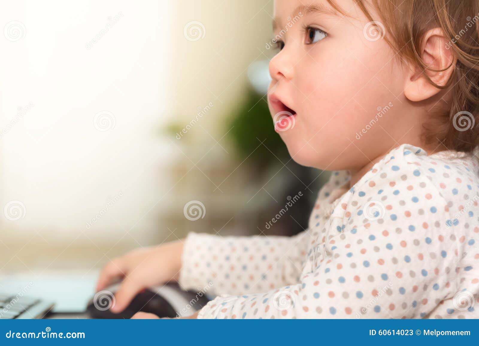 Little Toddler Girl Using Her Computer Stock Image - Image of inside ...