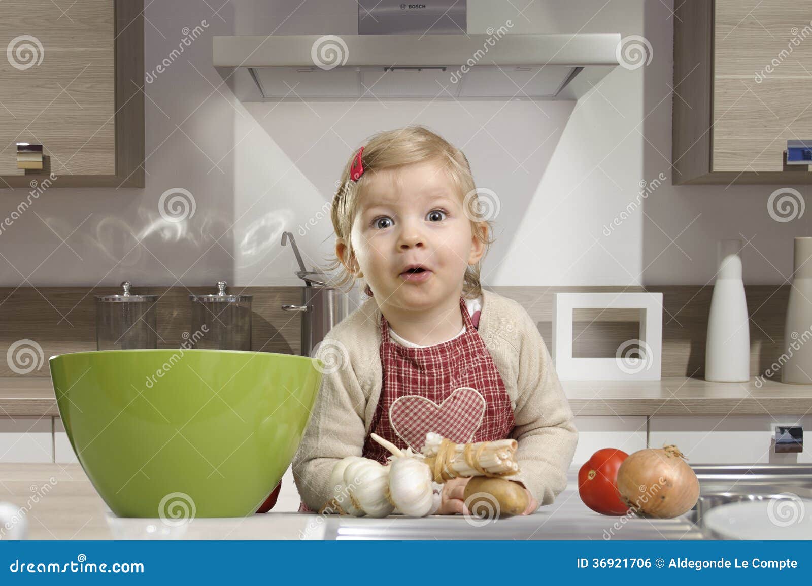 Little Toddler in the Kitchen Stock Photo - Image of chef, ingredient ...