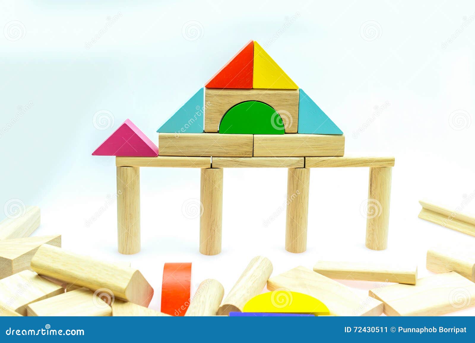 Little Town House of Toy Blocks Stock Image - Image of material ...