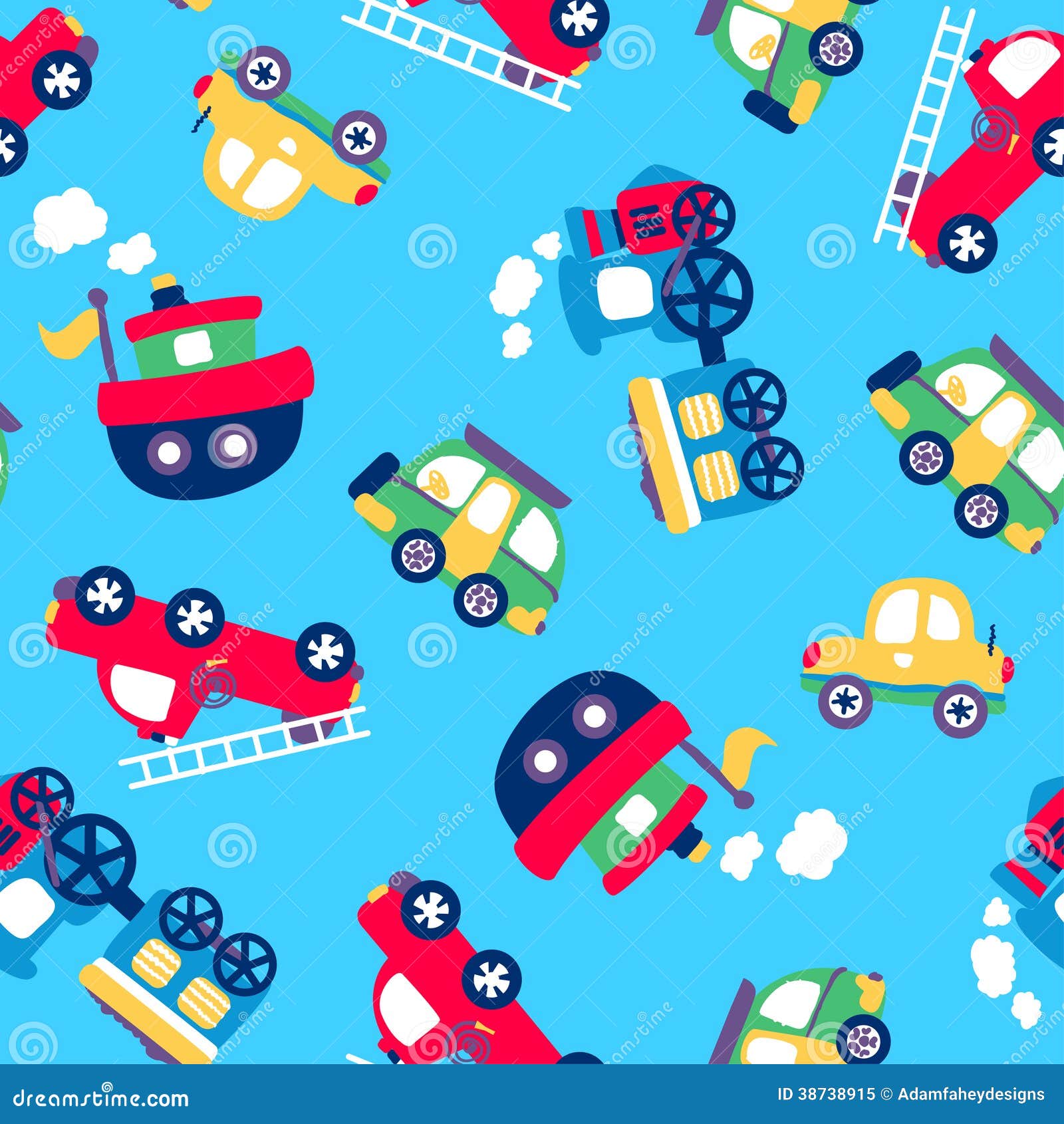 Little Transport Seamless Pattern Stock Vector - Illustration of ...