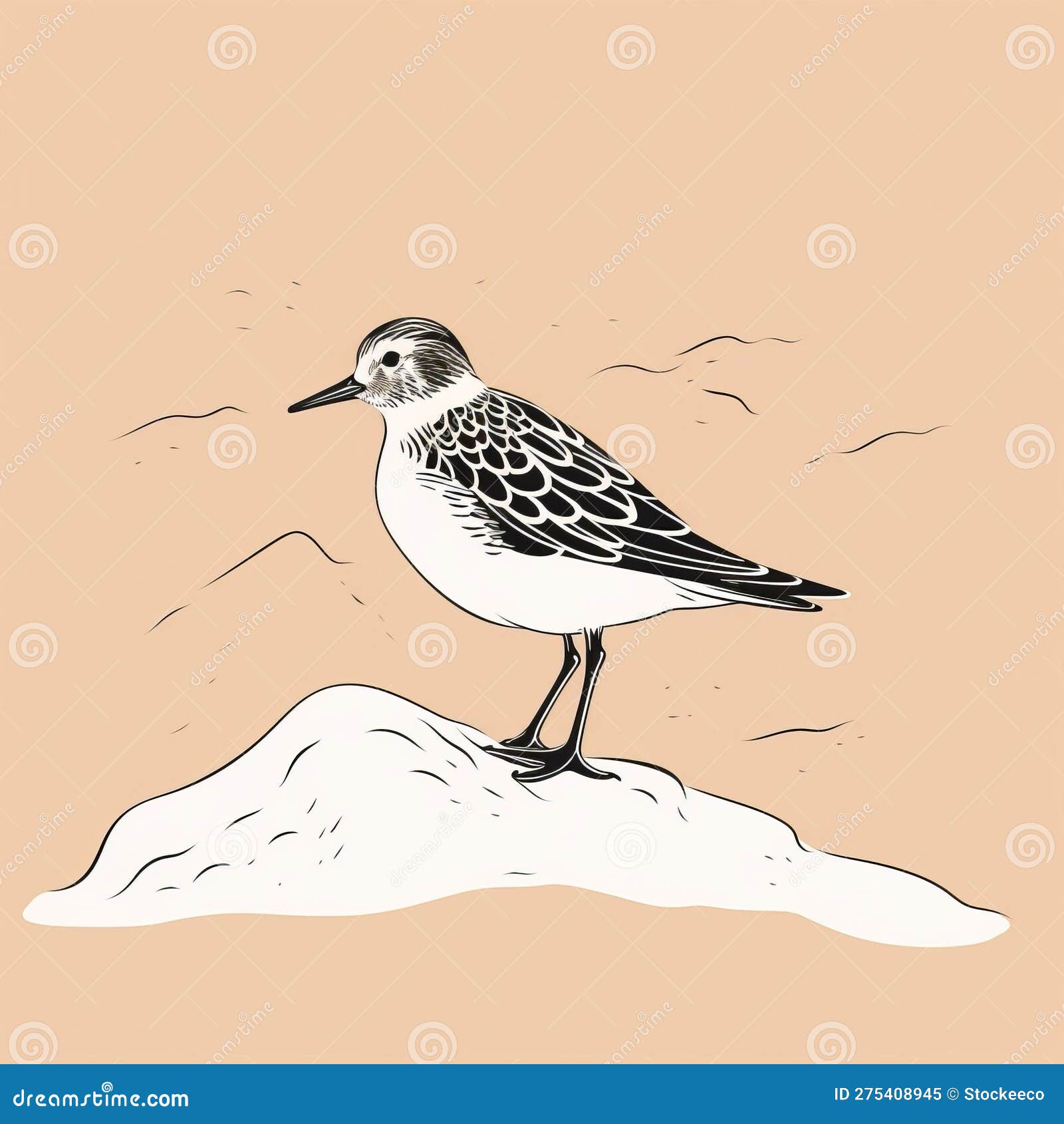 Little Turnstone Bird stock illustration. Illustration of lines - 275408945