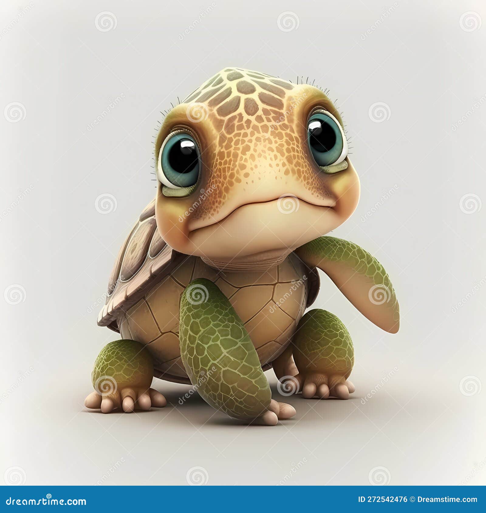 Little Turtle Cartoon. Generative AI Stock Illustration - Illustration ...