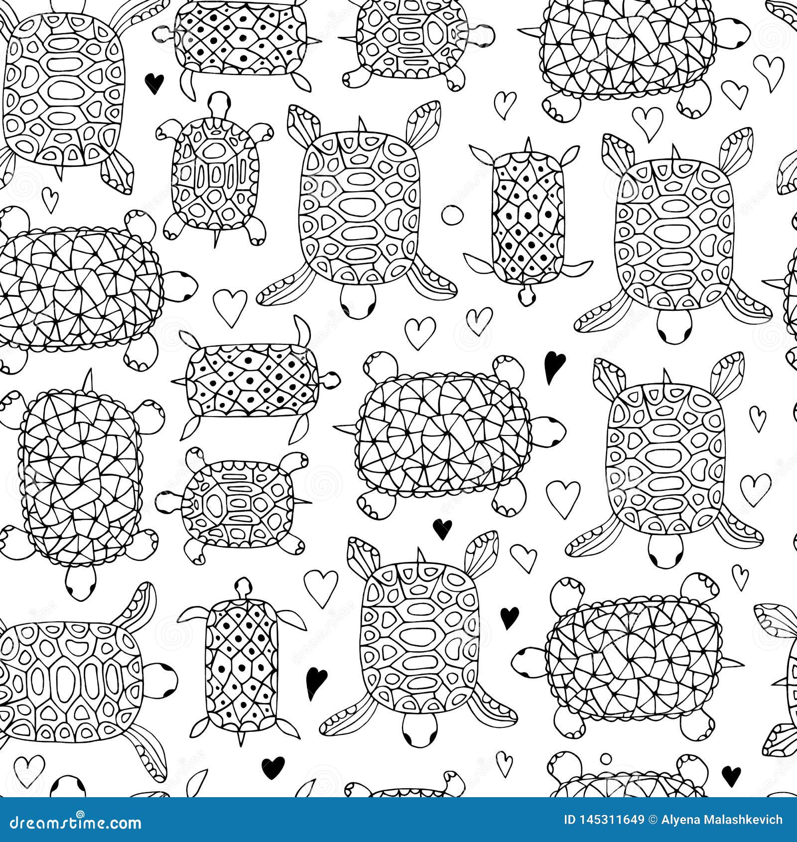 Big Turtle - Contour Drawing, Coloring Page Cartoon Vector ...